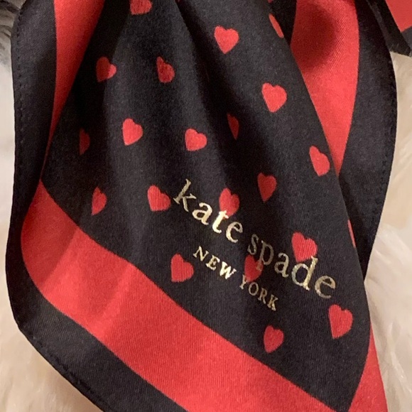 kate spade | Accessories | Nwt Kate Spade Mini Hearts Silk Bandana ...